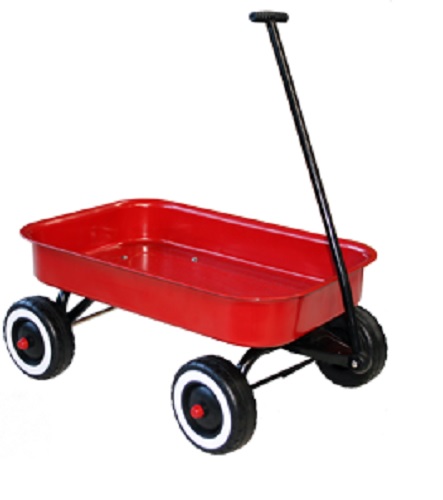 LARGE RED METAL WAGON KIDS TROLLEY ON WHEELS CHILDRENS TOYS NEW